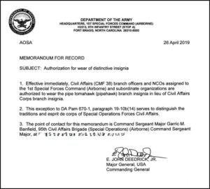 CATR Post #11 – Why do Regular Army Civil Affairs Soldiers wear a ...